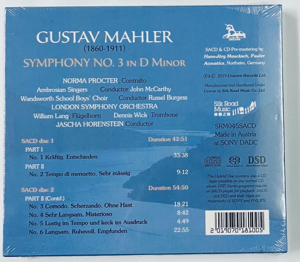 GUSTAV MAHLER - SYMPHONY NO.3. JASCHA HORENSTEIN (2 X SACD) CD – MUSICCDHK