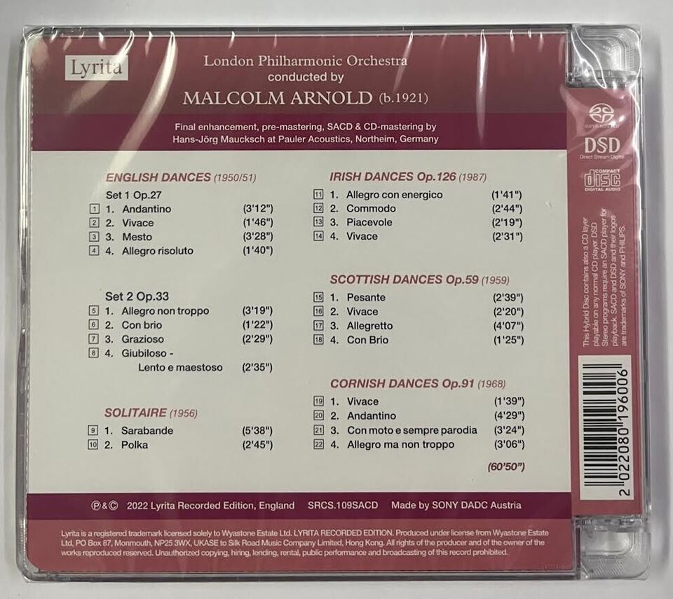 MALCOLM ARNOLD - ENGLISH, IRISH,SCOTTISH,CORNISH DANCES (SACD) – MUSICCDHK