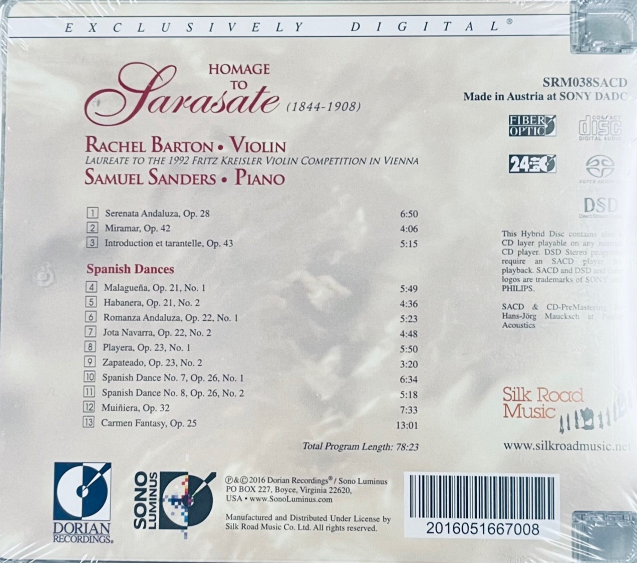 RACHEL BARTON - HOMAGE TO SARASATE (SACD) – MUSICCDHK