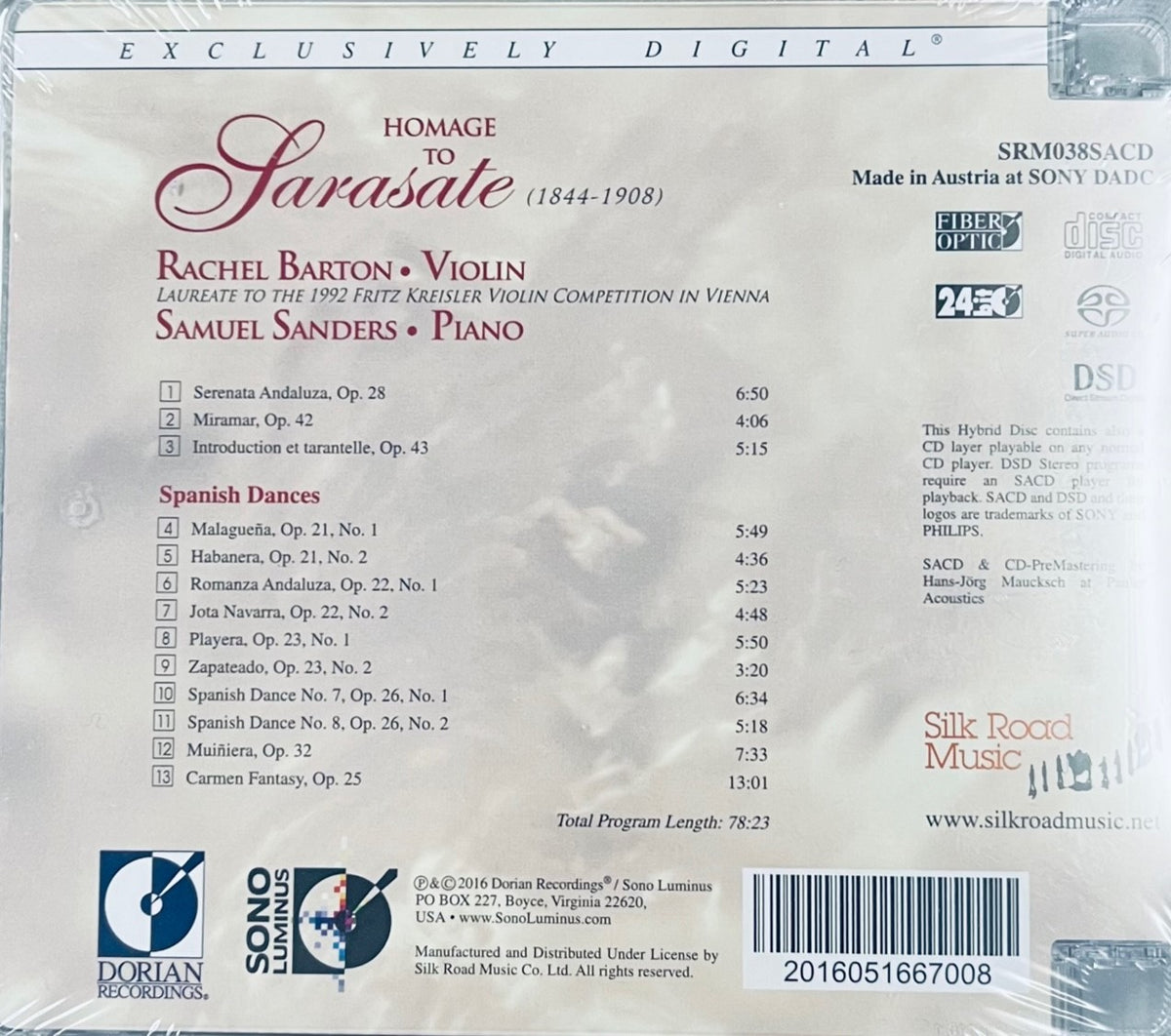 RACHEL BARTON - HOMAGE TO SARASATE (SACD) – MUSICCDHK