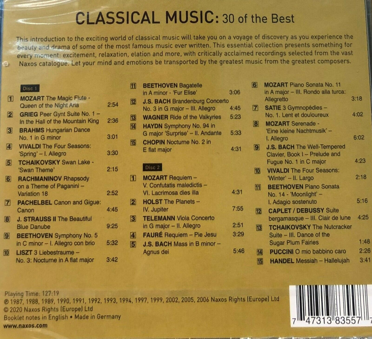 CLASSIC MUSIC: 30 OF THE BEST (2CD) MADE IN GERMANY – MUSICCDHK